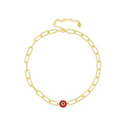 Fashionbox Kette Messing vergoldet mittig Auge rot