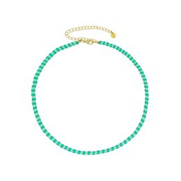 Fashionbox Kette mit Vinylpl&auml;ttchen gr&uuml;n/hellgr&uuml;n vergoldet