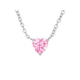 Fashionbox Kette rhodiniert mit Herzanh&auml;nger Zirkonia pink
