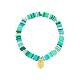 Fashionbox Armband Messing Vinylpl&auml;ttchen multi aqua flexibel