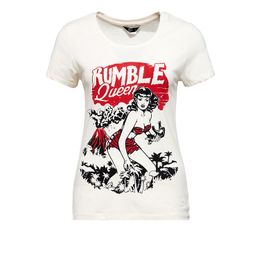 Queen Kerosin Damen Queen Kerosin T-Shirt im Vintage Look Rumble Queen offwhite