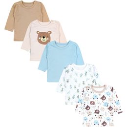 Langarmshirt TUPTAM "Shirt Baby Jungen Langarmshirt 5er Set", M&auml;dchen, Gr. 104, beige (b&auml;rchen bl&auml;tter beige eisberg), Obermaterial: 100% Baumwolle CO., Shirts Langarmshirt