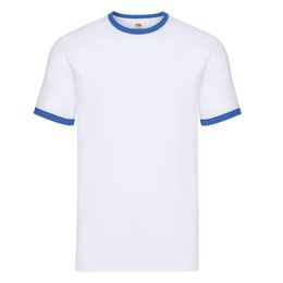 Fruit of the Loom - T-Shirt Ringer-Stil f&uuml;r Herren (Wei&szlig;/K&ouml;nigsblau)