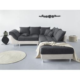 Ecksofa Collection AB "Innsbruck L-Form, B: 247 cm", grau (hellgrau, anthrazit), B:247cm H:87cm T:189cm, Microfaser PRIMABELLE (100% Polyester), Struktur (90% Polyester, 10% Polyacryl), Samtvelours (100% Polyester), Luxus-Microfaser Antiklederoptik (100% Polyester), Sofas, Ecksofa, Ecksofa und Hocker, Recamiere links oder rechts montierbar