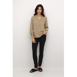 Kaffe Langarm-Bluse Regular fit Chinchilla/Black Dot Print beige