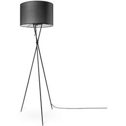 Paco Home Stehlampe "KATE CANVAS UNI COLOR", schwarz (schwarz schwarz), H: 177,5cm, Leuchten, Wohnzimmer Dreibein Stoffschirmlampe Standleuchte Textil Schirm E27, Stehlampe