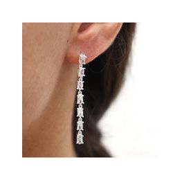 dKeniz Ohrh&auml;nger 925/- Sterling Silber rhodiniert Gl&auml;nzend 5cm Zirkonia Wei&szlig;