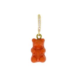 Fashionbox Single-Creole vergoldet Gummib&auml;r rotbraun Zirkonia weiss