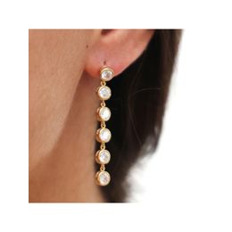 dKeniz Ohrh&auml;nger 925/- Sterling Silber vergoldet Gl&auml;nzend 5cm Zirkonia Wei&szlig;