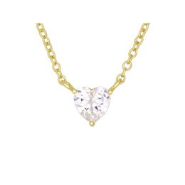 Fashionbox Kette vergoldet mit Herzanh&auml;nger Zirkonia wei&szlig;