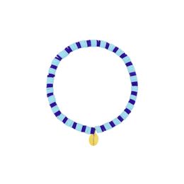 Fashionbox Armband Messing Vinylpl&auml;ttchen blau/hellblau flexibel