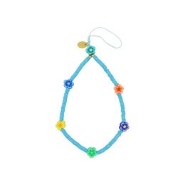 Fashionbox Armband mit Vinylpl&auml;ttchen blau 5 Bl&uuml;tenelemente