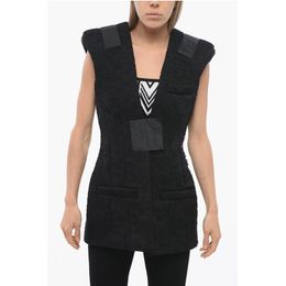 Balmain Gepolsterte Spitzenweste mit Klettverschluss in Schwarz