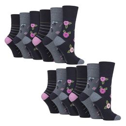 12 Paar Damen Baumwollsocken | Gemusterte weiche, nicht einschn&uuml;rende Alltagssocken