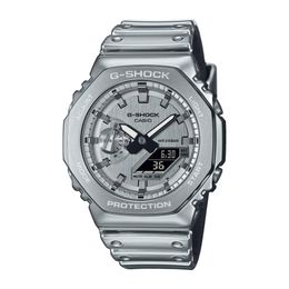 Chronograph Casio G-SHOCK, silberfarben, Armbanduhren, Damen, Chronograph, Quarzuhr, Armbanduhr, Herrenuhr, Silikonarmband, analog, digital