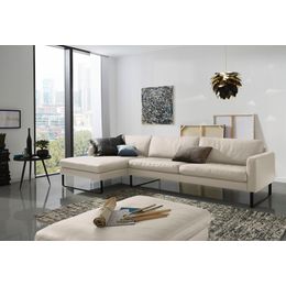 Ecksofa 3C CANDY "Aidan modernes Sofa in aktueller Formensprache, bequem, L-Form", beige, B:318cm H:81cm T:154cm, 100% Leder, Sofas, Ecksofa, eleganter Stil mit hohem Sitzkomfort, auch mit Lederbezug