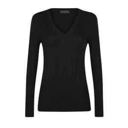 Pullover Kabelstrick-Pullover Mit V-Ausschnitt