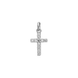 Lyomi Anh&auml;nger 585/- Wei&szlig;gold Kreuz 11 synth. Diam. 0,14ct.