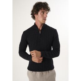 Pullover Kabelstrick-Pullover Mit Halbem Rei&szlig;verschluss