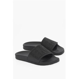 Maison Martin Margiela MM6 Einfarbige Slides mit gepr&auml;gtem Logo in Schwarz