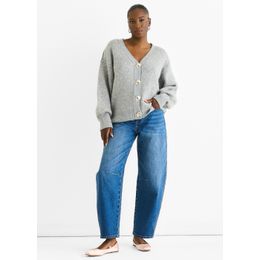 Grauer Fleckenbunt-Druck Knopf-Cardigan Look Pullover