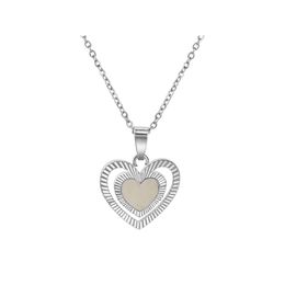 ZEEme Stainless Steel Anh&auml;nger mit Kette Edelstahl Herzanh&auml;nger strukturiert