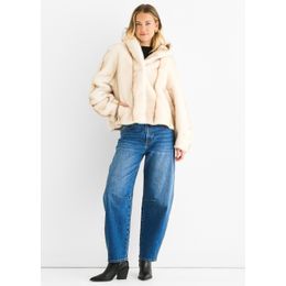 Creme Ombre Kapuzenjacke aus Kunstpelz