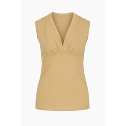 &Auml;rmelloses Jersey-Top mit V-Ausschnitt von Bisuit &ndash; Stretch-Baumwollmischgewebe