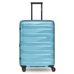 Trolley BERGPFEIL "Travel 4-Rollen Trolley M 66 cm mit Dehnfalte", Gr. 72 l, hellblau, Polypropylen, Koffer