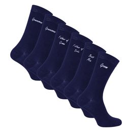 6 Paar Herren Hochzeitsstr&uuml;mpfe in Schwarz und Marine mit Geschenkbox