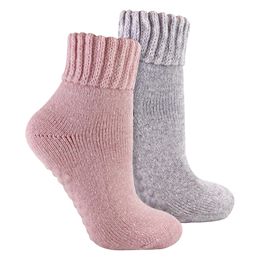 2er-Pack weiche warme Merinowoll-Slipper-Socken f&uuml;r Damen