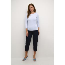 Kaffe Langarm-Shirt Slim fit Blue/White-Brown Heart blue