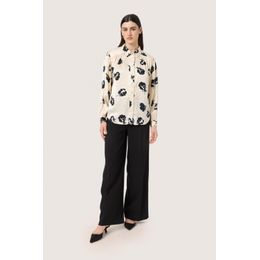 Soaked in Luxury Langarm - Hemd Gerade Passform Black and White Flower Print black white