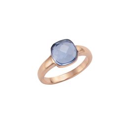 JAMELLI Ring Silber 925 ros&eacute;-vergoldet mit hellblauem Quarz-Stein (beh.)