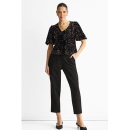 Lila Samt Pailletten Schleife Front Bubble Sleeve Top