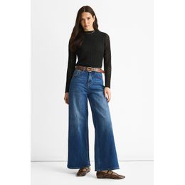 Blaue Mid Rise Jeans mit weitem Bein