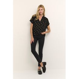 Kaffe Kurzarm-Bluse Regular fit Black With Mustang Dot black brown