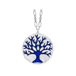 JULIE JULSEN Anh&auml;nger mit Kette 925 Silber Lebensbaum Emaille blau