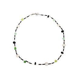 DeMarie Collierkette Edelstahl Perle Onyx Acryl Kristall
