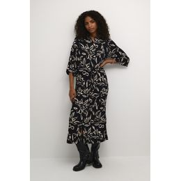 Kaffe Kleid Loose fit Black/Sand Painted Flower black offwhite