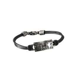 CAI Armband 925/- Sterling Silber Lederband schwarz Bullhead