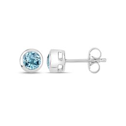 Vira Jewels Ohrstecker 925-Sterling Silber rhodiniert Gl&auml;nzend Topas blau rund