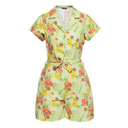 Queen Kerosin Damen Blusen Jumpsuit Hibiscus Mint mint