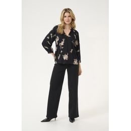 Kaffe Langarm-Bluse Regular fit Black/Brown Flower Print floral