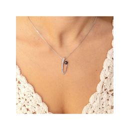 ZEEme Pearls Halskette Silber 925 rhodiniert mit schwarzer Perle & Zirkonia wei&szlig;