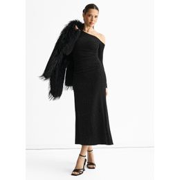 Schwarzes Hot Fix Midikleid aus Jersey mit Nieten