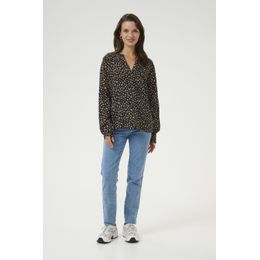 Kaffe Langarm-Bluse Regular fit Black/Brown Graphic Dots black brown