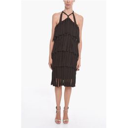 Bottega Veneta Neckholder-Kleid LOOPS aus Seidenmischung in Braun