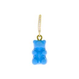 Fashionbox Single-Creole vergoldet Gummib&auml;r blau Zirkonia weiss