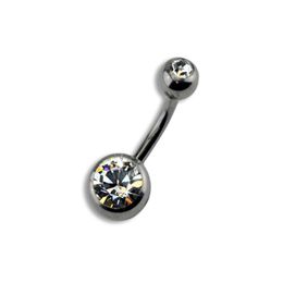 ZEEme Body Jewelry Piercing Titan silberfarben Kristall wei&szlig; 8mm